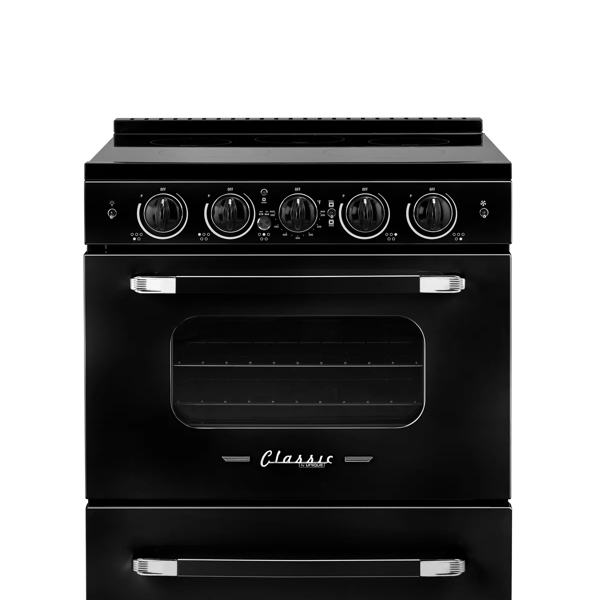 Unique 30' Classic Retro Induction Range Midnight Black UNQ-30CR IC B ...