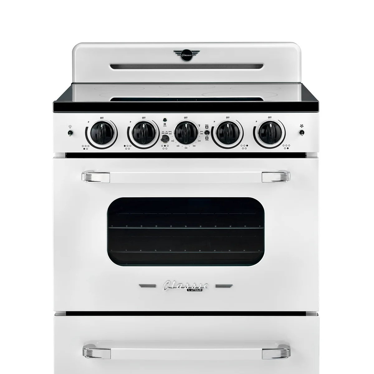 Unique 30' Classic Retro Induction Range Marshmallow White UNQ-30CR IC ...